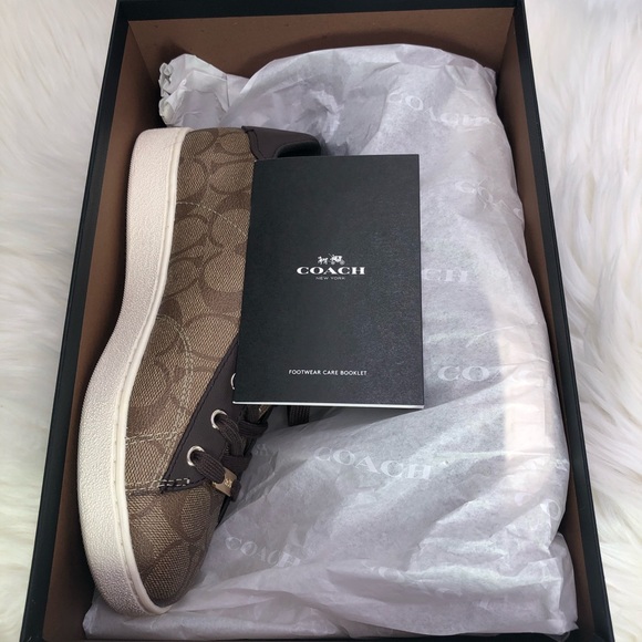 Coach | Shoes | Coach C26 Sig Pvc Lt Snkr Khakimahogany | Poshmark